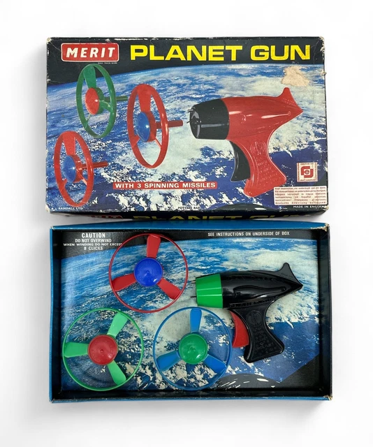 VINTAGE MERIT DAN dare PLANET GUN spinning missiles 1950s classic BOXED ...