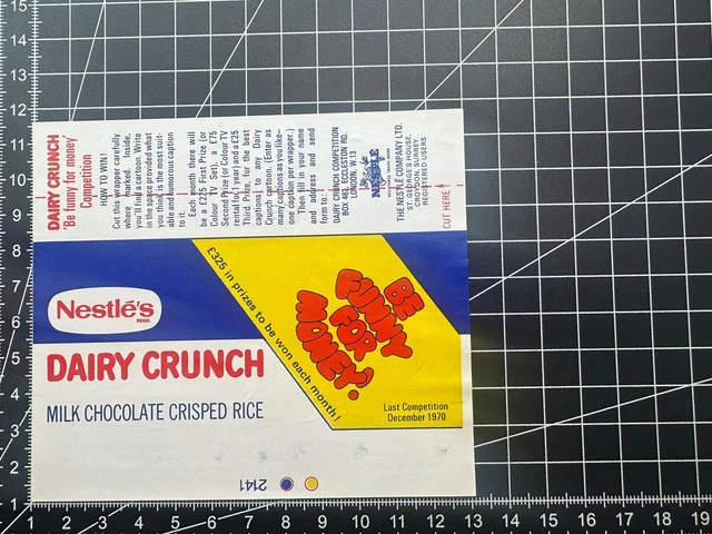 VINTAGE NESTLE MILK Chocolate Dairy Crunch Promotional Wrapper 1 ...