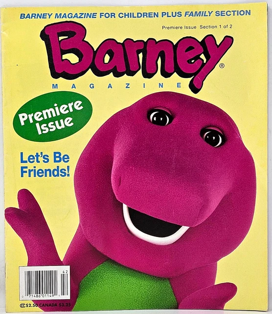 BARNEY MAGAZINE FOR Children Premiere Issue Section 1 of 2 1994 Lets Be ...