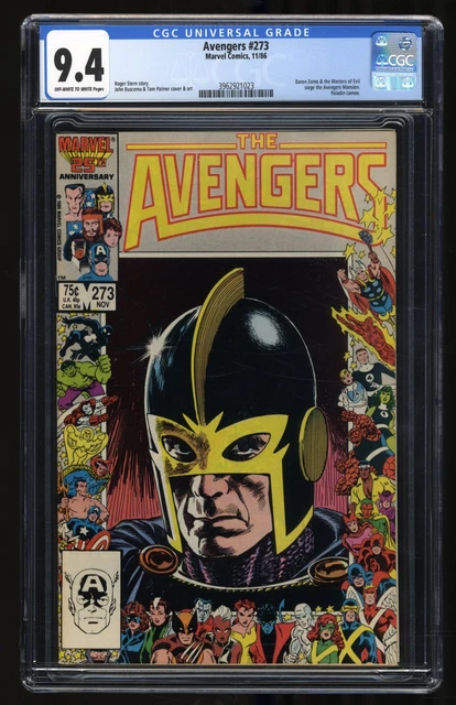COUVERTURE 25E ANNIVERSAIRE Avengers #273 CGC Neuf,4 blanc cassé à ...