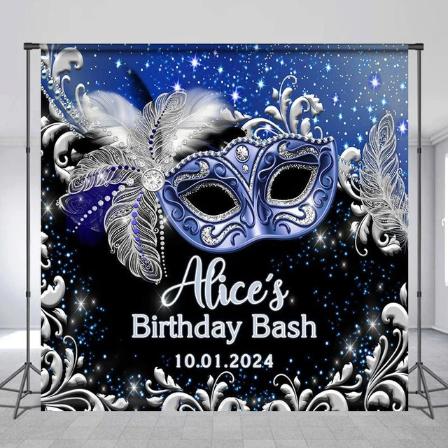 MASQUERADE MASK FEATHER Custom Birthday Backdrop $36.09 - PicClick AU
