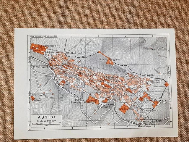 CARTA GEOGRAFICA, PIANTA o piantina del 1939 La città di Assisi Umbria ...