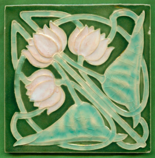 JUGENDSTIL FLIESE BRÖHAN Museum Replik von NSTG, Art Nouveau Tile Tegel ...