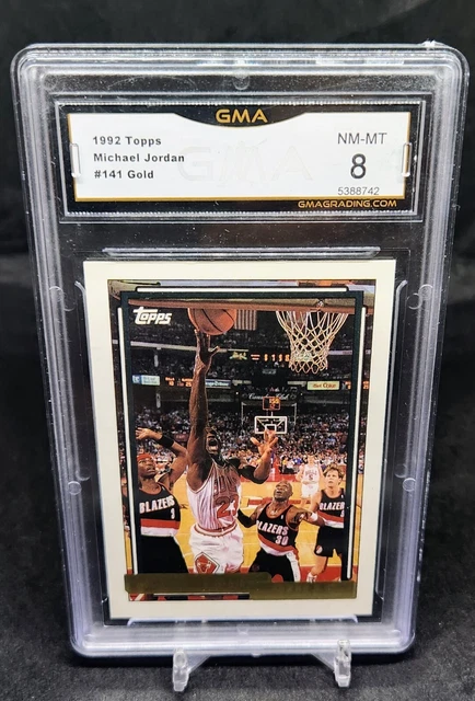 NBA HOF MICHAEL Jordan Chicago Bulls 1992 Topps Gold #141 GMA 8 NM-MT ...