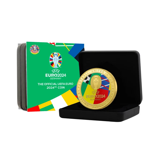UEFA EURO 2024 Germany Football Tournament Colour Gold Plated 50mm Coin ...