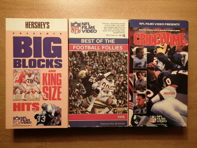 VINTAGE NFL VHS VIDEO LOT-Big Blocks/Best of Football Follies/Crunch ...