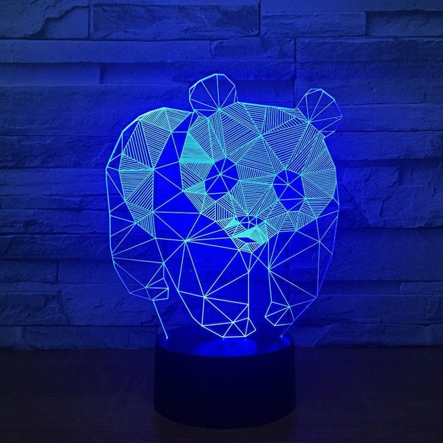 3D PANDA NIGHT Light 7 Color Change LED Desk Lamp Touch Switch Room ...