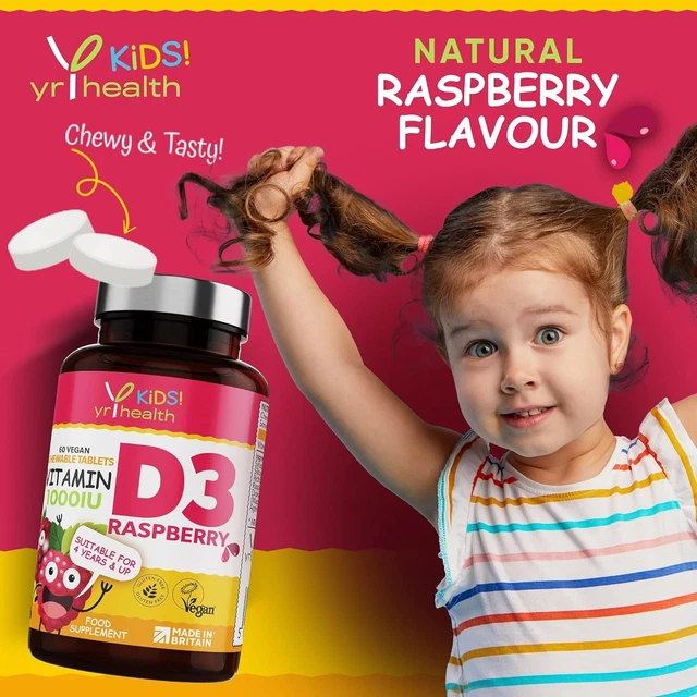 KIDS VITAMIN D3 1000 iu High Strength - Chewable Raspberry Flavour ...