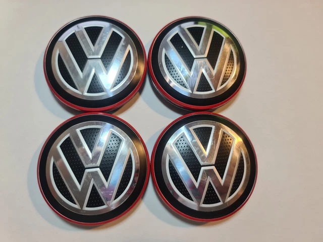 VW GTI ALLOY Wheel Hub Centre Caps 65mm Red Ring £45.00 - PicClick UK