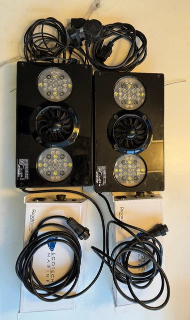 PAIR OF ECOTECH Marine Radion XR30w Gen 3 LED Reef Lights + Hanging ...