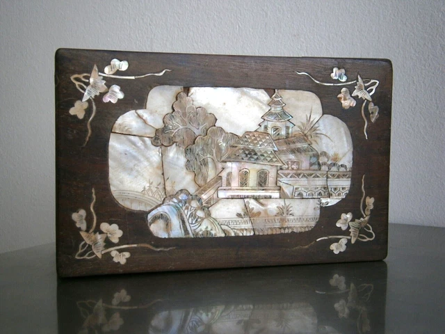 BOX BOXSET INDOCHINA Wood Inlaid Mother Of Engraved Art Asia Vietnam ...