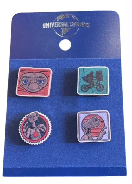 UNIVERSAL STUDIOS E.T. Extra Terrestrial Wood Block Pin Set of 4 New ...