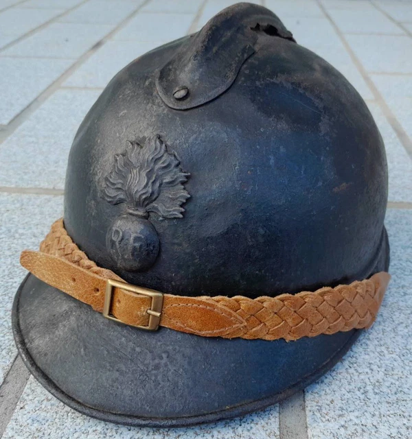 JUGULAIRE TRESSÉE OFFICIER CASQUE Adrian mod.1915-1926 CUIR ANCIEN EUR ...