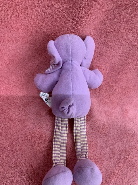VINTAGE ADAMS PURPLE Stripe Squeaky Elephant Soft Toy 10" ( Few Marks ...