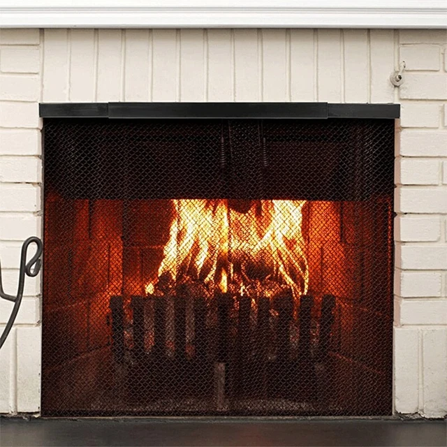 ADJUSTABLE FIREPLACE ROD Kit Black Metal for Fireplace Spark Screen ...