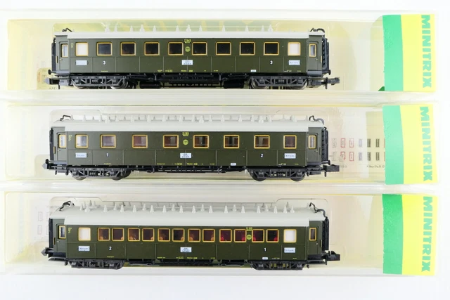 MINITRIX 13187/8 3ER Set Schnellzugwagen der DRG, OVP, (DM054) EUR 49 ...