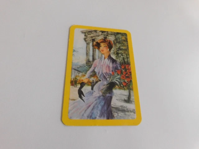 VINTAGE PLAYING CARD Lady /Scene Yellow Border $2.00 - PicClick AU