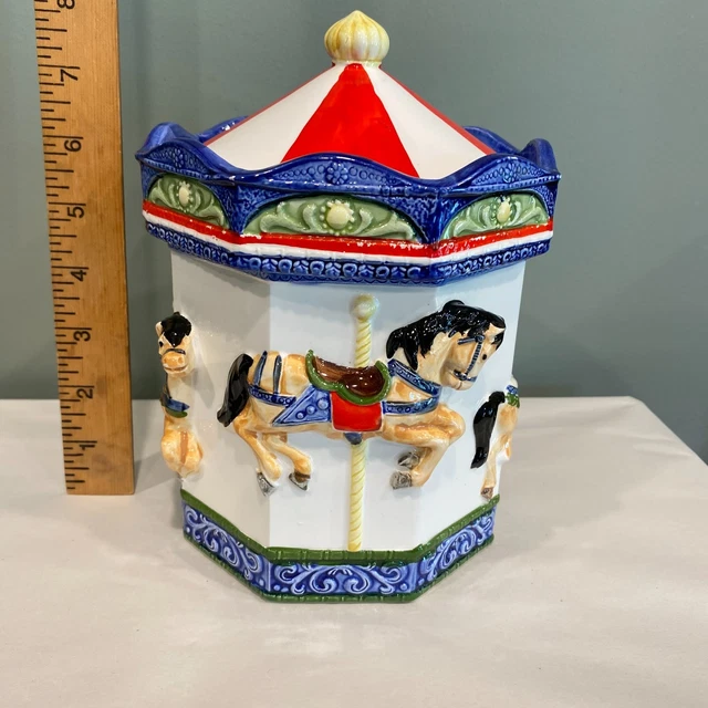 VINTAGE JAPAN COOKIE JAR Carousel Horses Merry-Go-Round Circus ...