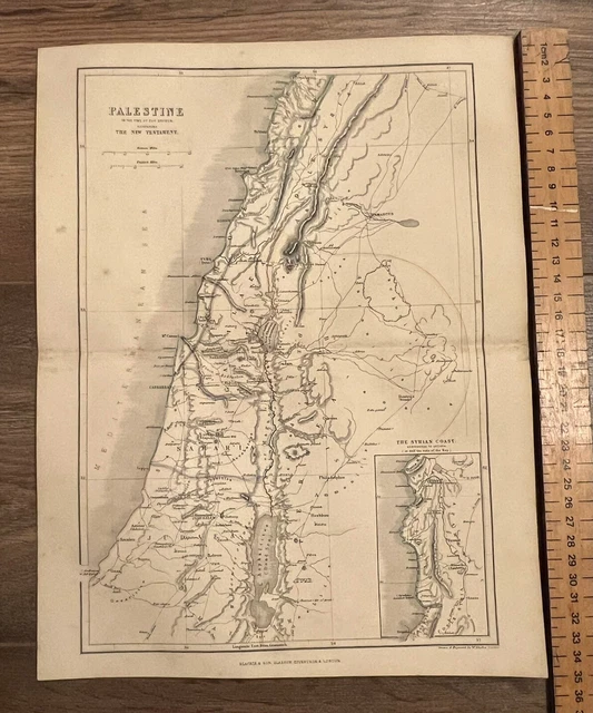 ANTIQUE 1857 MAP Of Palestine Religion Bible Christianity £2.99 ...