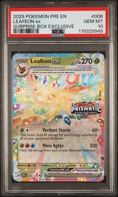 2025 POKEMON PRE En-Prismatic Evolutions Surprise Box #006 Leafeon Ex ...