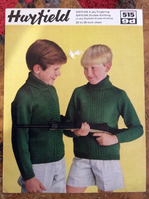 CHILDRENS KNITTING PATTERNS.JUMPERS.SIZE 22-30 inch chest.4 ply.DK ...