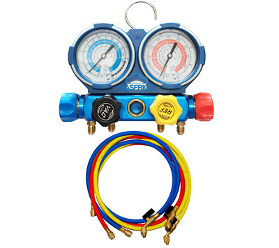 SET GROUP MANOMETER 4 way refrigerant r410a r32 r134 r22 1234yf + 3 ...