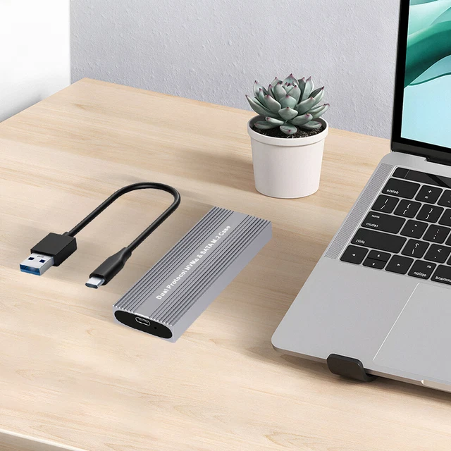 USB3.2 TO M.2 NVME Hard Drive Enclosure 10Gbps PCIe 6Gbps SATA External ...