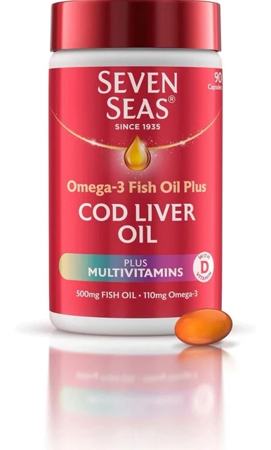 SEVEN SEAS OMEGA-3 Fish Oil Plus Cod Liver Oil - 90 Capsules×2....Long EXP.. £23.00 - PicClick UK