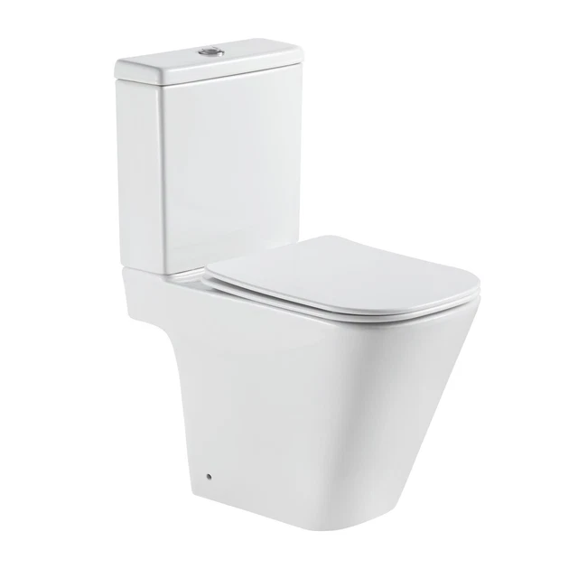 TENBY MILAN RIMLESS Close Coupled Square Open Back Pan, Seat & Cistern ...