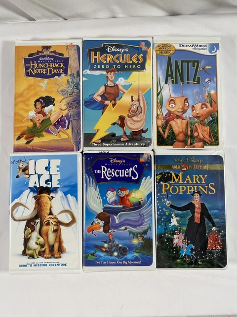 LOT DE 6 films VHS Disney DreamWorks Ice Age Rescuers Mary Poppins #3 ...