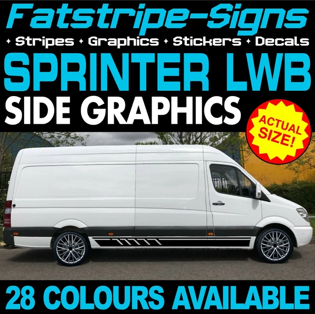 TO FIT MERCEDES SPRINTER LWB GRAPHICS STICKERS STRIPES RACE CAMPER VAN ...