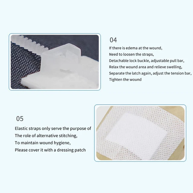 ZIPPER BAND-AID PAINLESS Wound Closure Device Patch Zip Suture Reducer ...