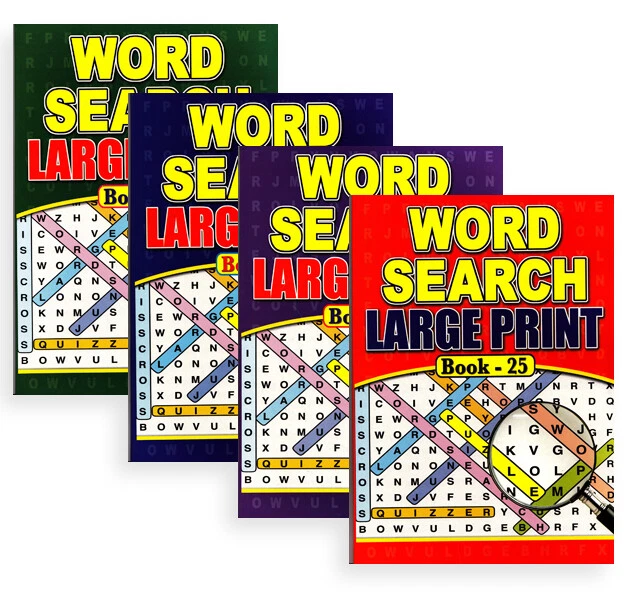 2X A4 SIZE Large Print Word Search Books Puzzles Quiz Adults Kids Brain ...