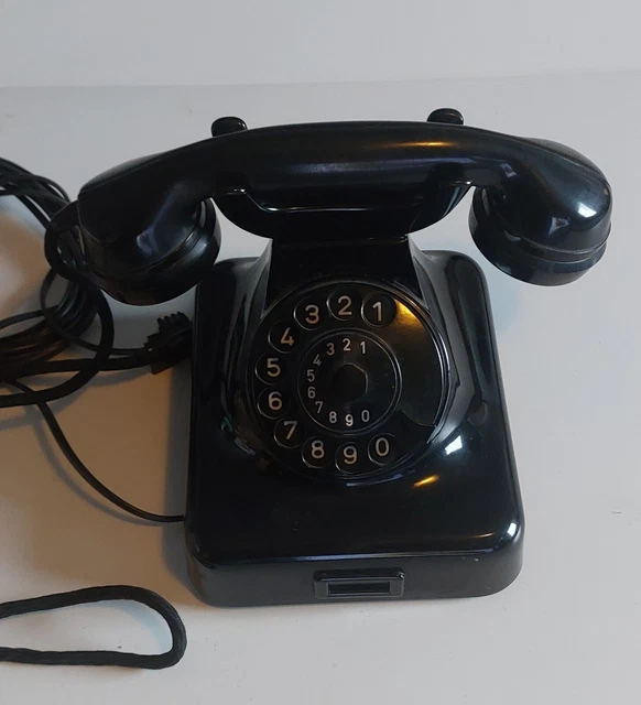RETRO ALTES TELEFON Bakelit schwarz Wählscheibe Post W 48 oT 159 TAE ...