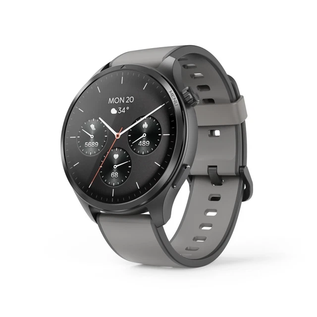 MONTRE INTELL. &9000&, GPS, mém. mus., AMOLED 1,43", étanche, anthr ...