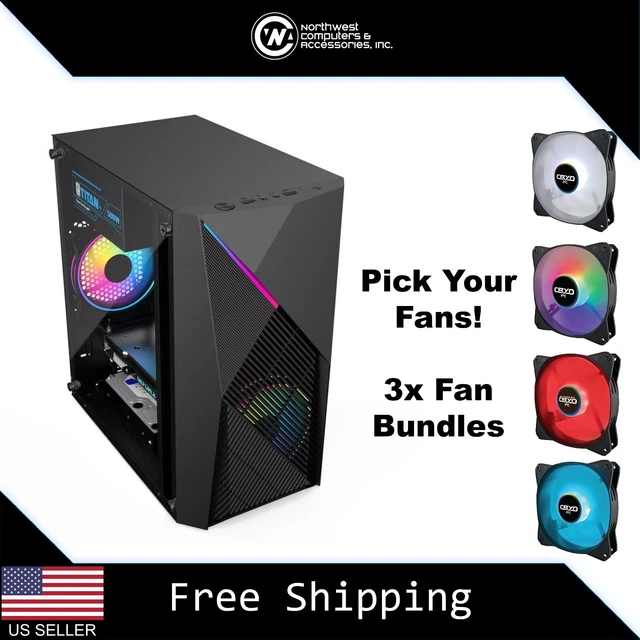 COMPACT MICRO-ATX MID Tower PC Gaming Case, Fan Combo Included, MATX ...