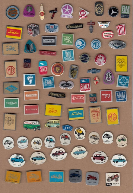 VINTAGE CAR LOGO pin badges 1960s KONI FORD VOLVO MG TRIUMPH SAAB ...