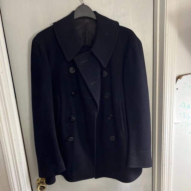 ANTIQUE MILITARY NAVY Peacoat Men’s Size Large Coast Guard WWII Era ...