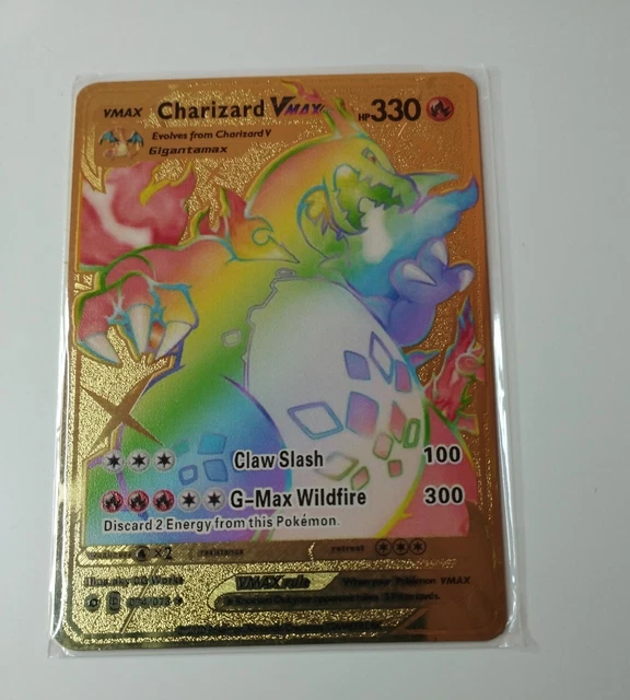 POKEMON - RAINBOW Charizard VMAX - TCG Pokemon GOLD Metal Card ...