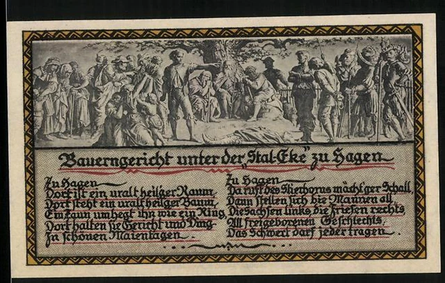 NOTGELD HAGEN 1921, 50 Pfennig, Bauerngericht unter der Stal-Eke EUR 5 ...