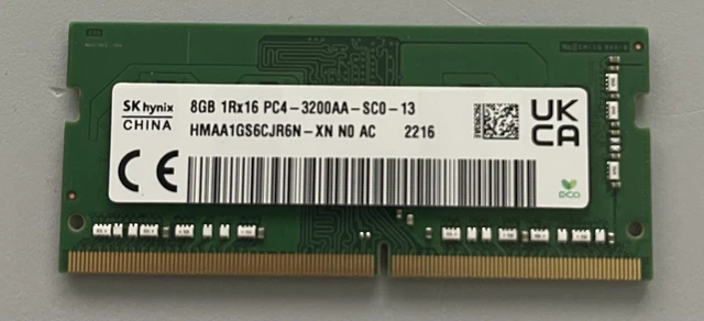 SK HYNIX SODIMM 8GB (1Rx16) PC4-25600 (DDR4 3200) Memory (HMAA1GS6CJR6N-XN) £10.00 - PicClick UK