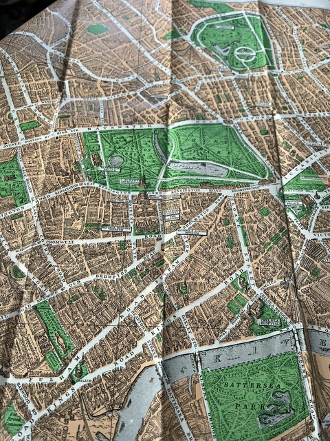 1930S COLOUR GEOGRAPHIC Pictorial Plan Of London Fold Out Paper Map ...