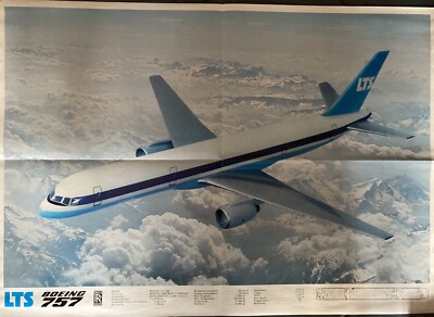 LTS/LTU GERMAN AIRLINES 1980s B757 POSTER PROFILE BROCHURE SEAT CHART £ ...