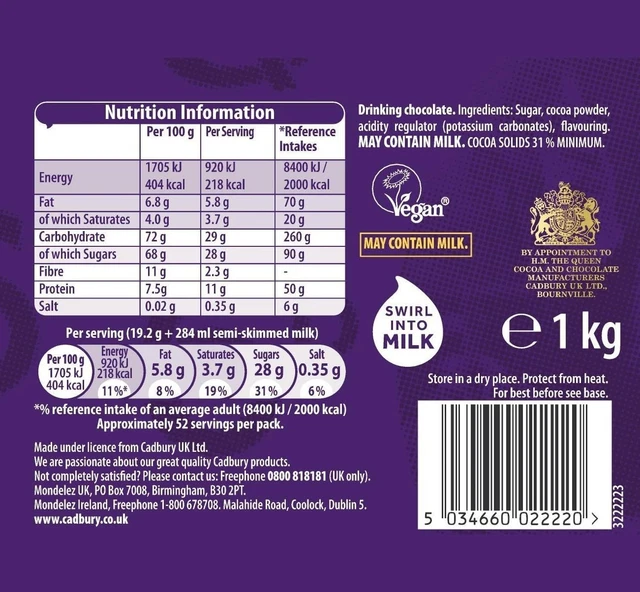 CADBURY HOT CHOCOLATE, 1 Kg (Packaging May Vary) £9.85 - PicClick UK