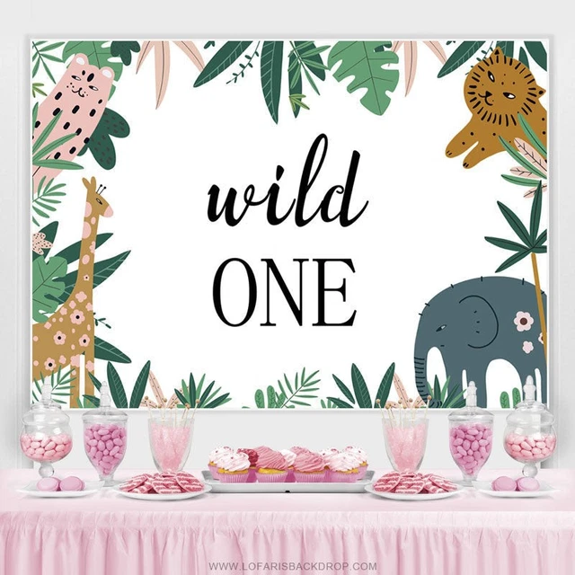 WILD ONE SAFARI Cartoon Animal 1st Birthday Backdrop $36.09 - PicClick AU