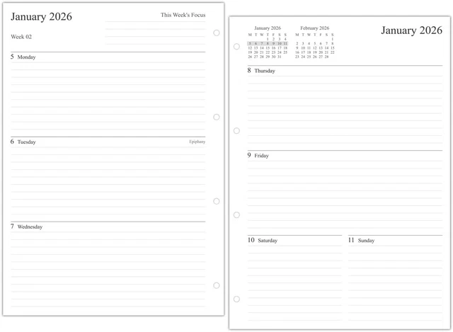 2026 DIARY REFILL A4 Size, Week on Two Pages, Compatible (210 x 297mm ...
