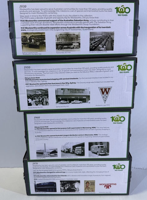 WOOLWORTHS 100 YEARS Limited Edition Set of 4 1950 1960 1930 1970 Truck ...