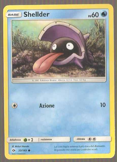 CARTA CARD POKÈMON POKEMON TM Sole e Luna Shellder Base PS 60 33/149 ...