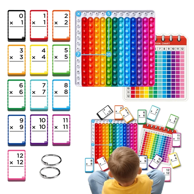 POP FIDGET CHART Multiplication Flash Cards Set Table Math Games Toy ...