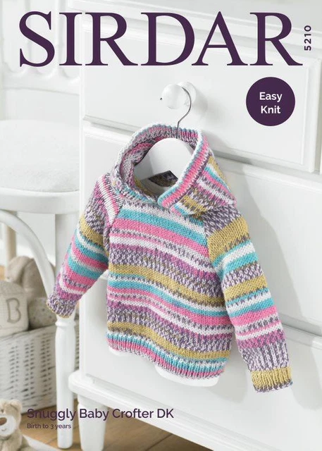 SIRDAR KNITTING PATTERN - Snuggly Baby Crofter DK, Hooded Sweater 5210 ...